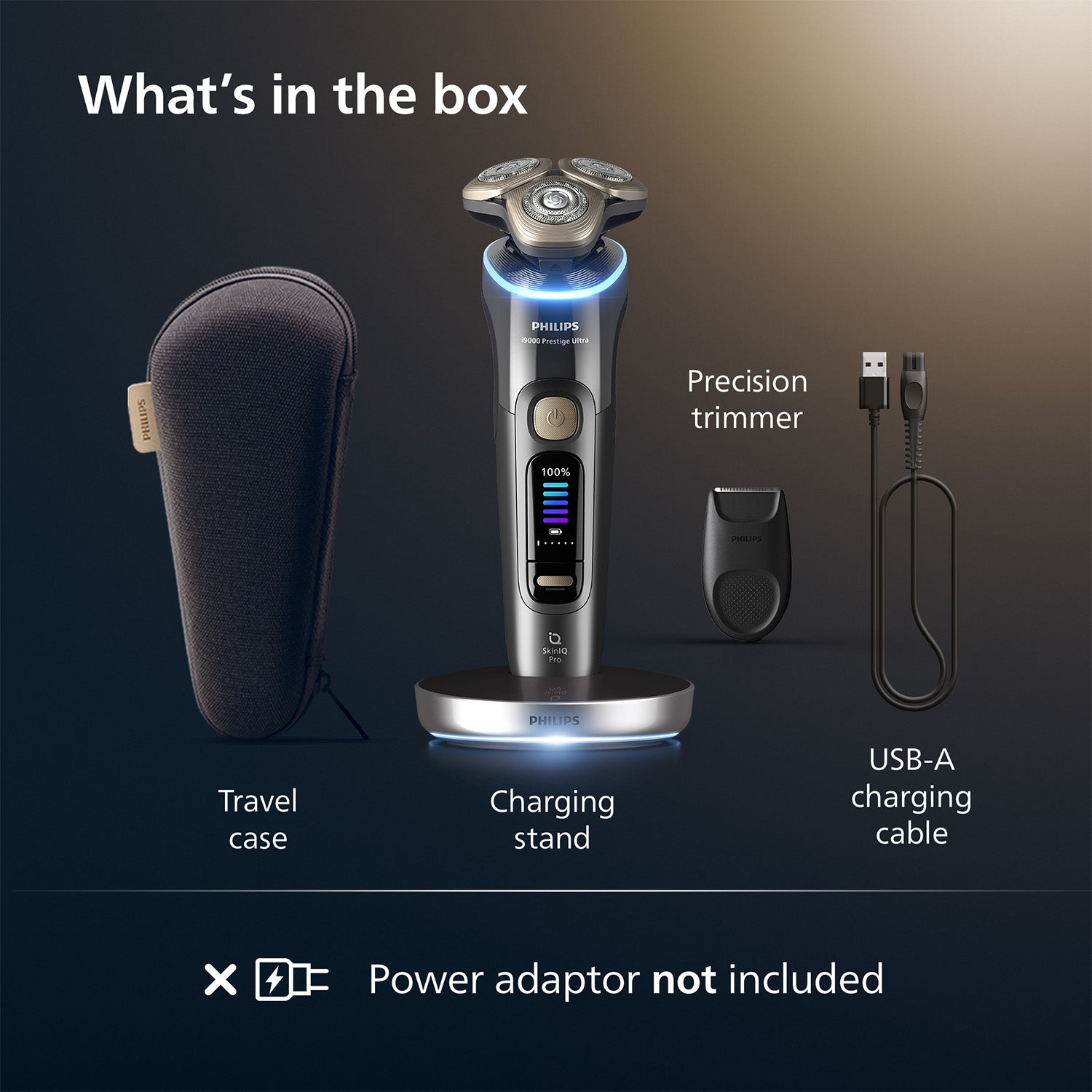 Philips Shaver i9000 Prestige Ultra, Wet & Dry Electric Shaver, Dark S